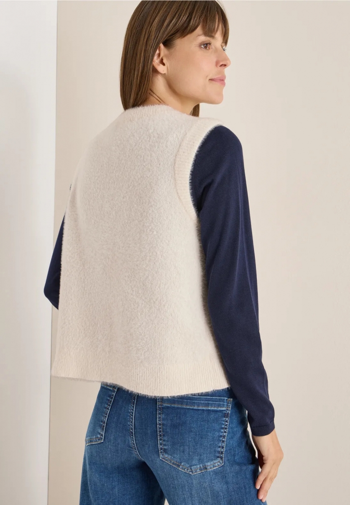Gilet SM CECIL 254054 Oat milk beige melange CECIL - Vêtements de marque : mesvetementsdemarque.com